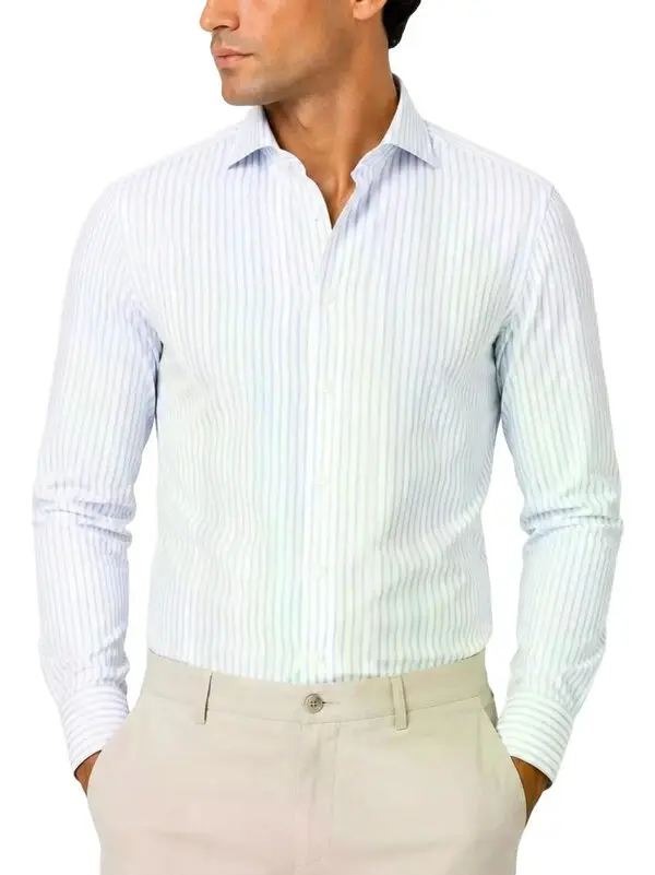 TRAIANO MILANO Vertical-stripe Long-sleeve Shirt - Blue