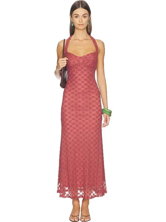 Bardot Mariko Halter Neck Midi Dress In . Also - Rust