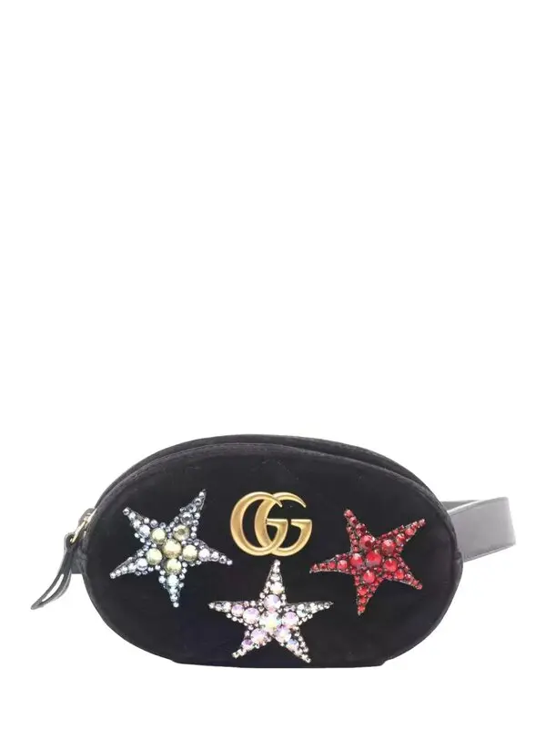 Gucci Gg Marmont Rhinestone Belt Bag - Black