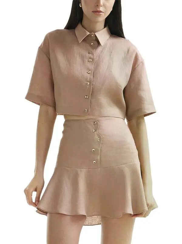 MIA PECULIAR Wave Detail Shirt - Neutrals