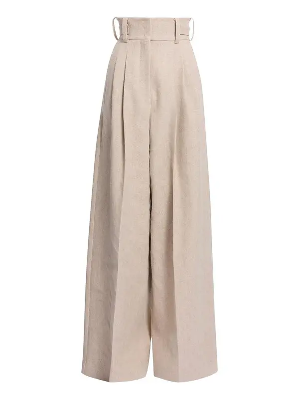 Elie Saab Cotton Canvas Tailored Wide Leg Trousers - Neutral