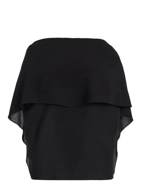 Michael Kors Cape-sleeve Wool Crepe Blouse - Black