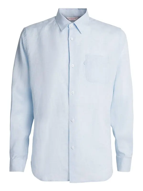Derek Rose Linen Monaco Shirt - Blue