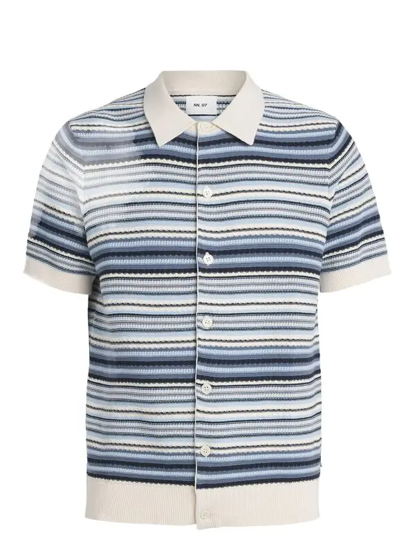 NN.07 Nolan Striped Knit Cardigan - Navy