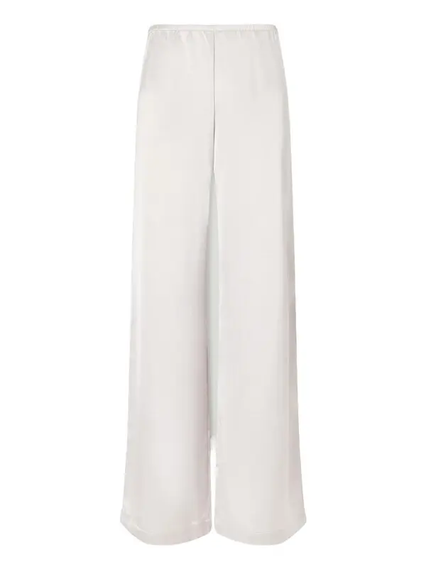 LESET Barb Satin Wide-leg Pants - Silver
