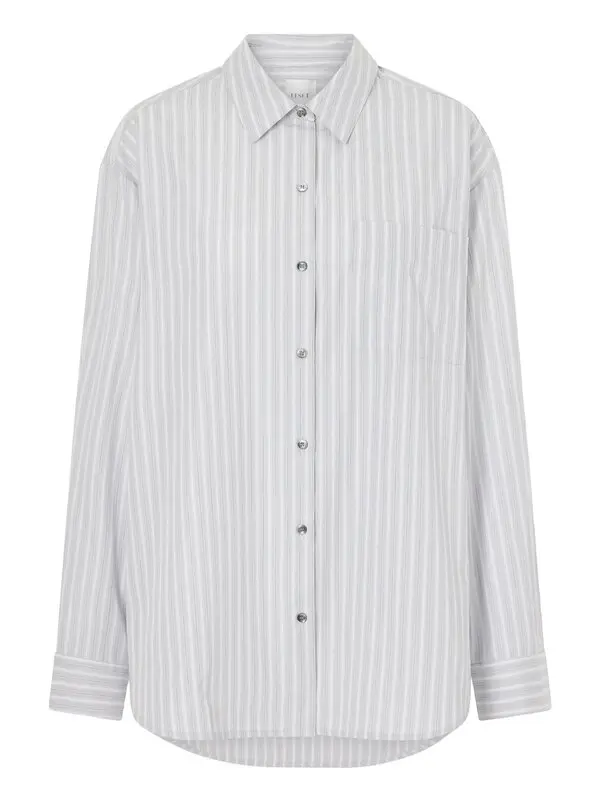 LESET Yoshi Striped Cotton-blend Shirt - Blue