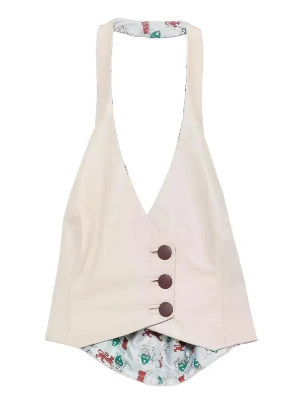 MITILIANE COUTURE Ivory Halterneck Button-up Waistcoat - Neutrals