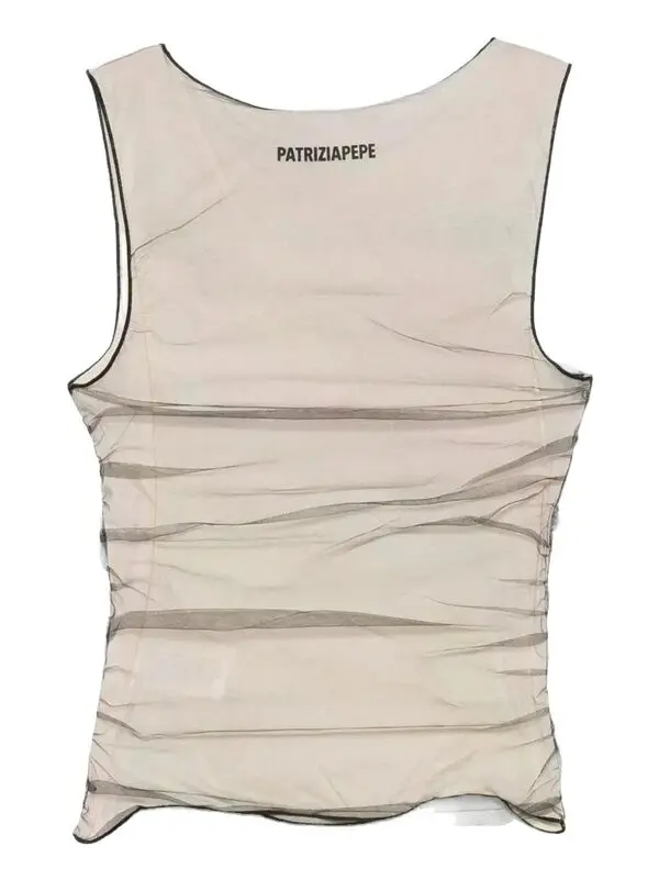 Patrizia Pepe Ruched Mesh Tank Top - Neutrals