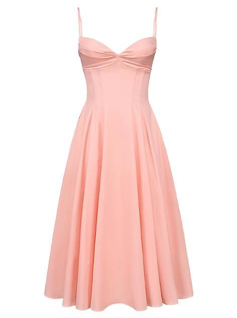 House Of Cb Dahlia Sweetheart Neck Stretch Cotton Midi Sundress - Peach