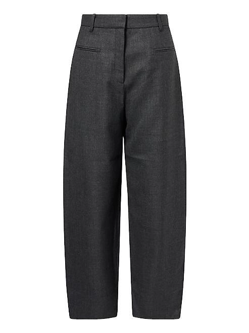 GANNI Wide-leg Wool-blend Trousers - Phantom