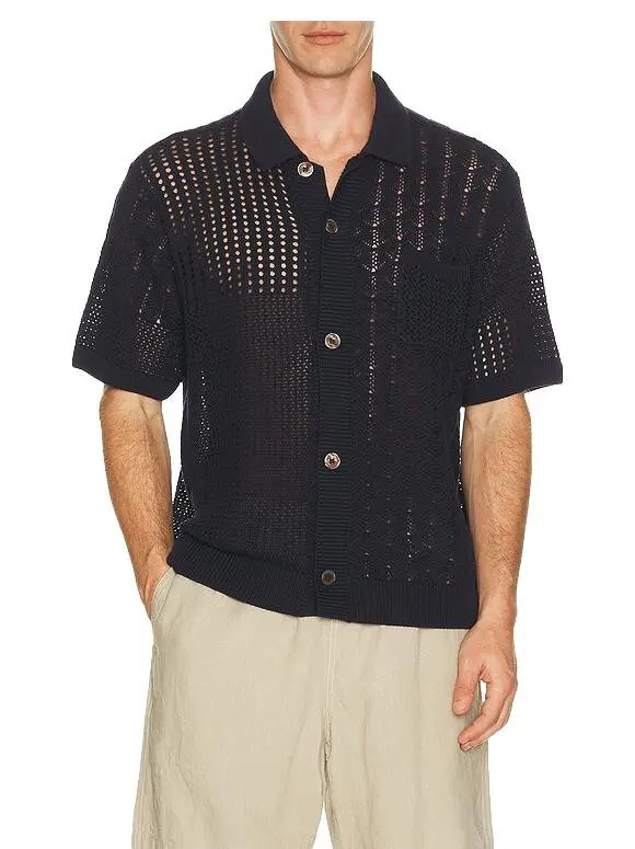 Obey Preston Knitted Shirt In . Also - Navy