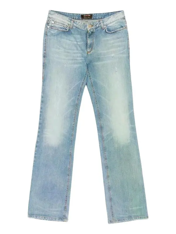 Roberto Cavalli 2000s Logo Plaque Jeans - Blue