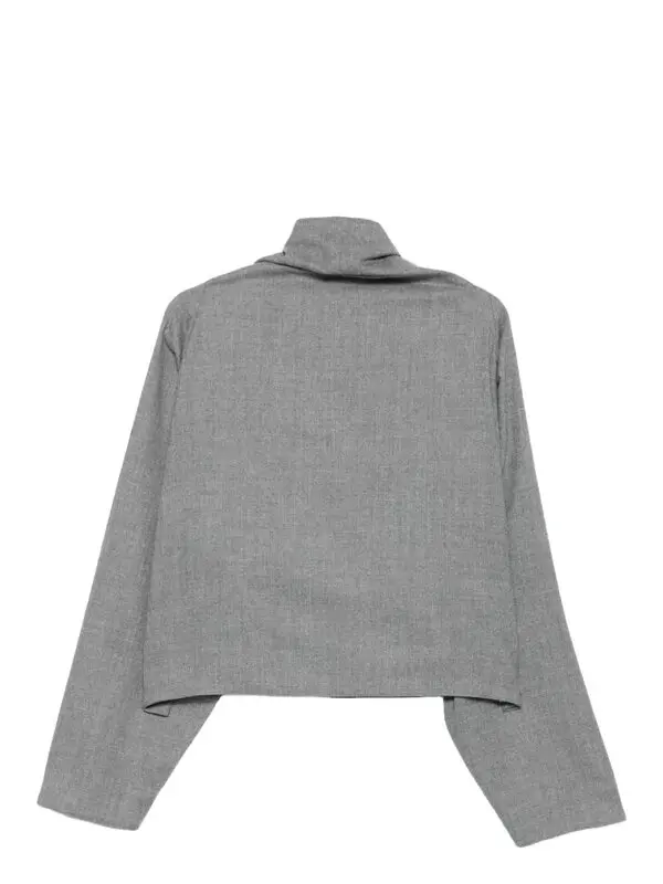 Alberta Ferretti High Neck Batwing Sleeve Top - Grey
