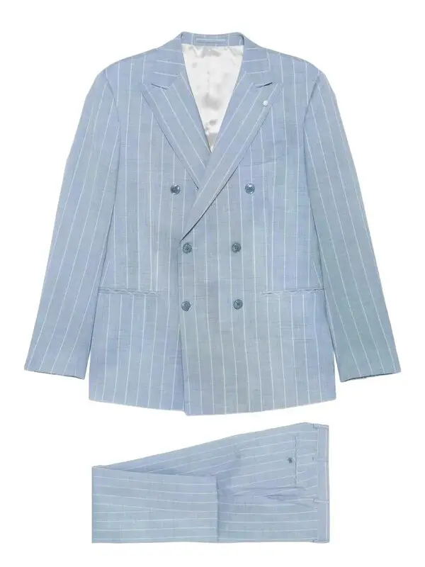 LUIGI BIANCHI Pinstripe Double-breasted Suit - Blue