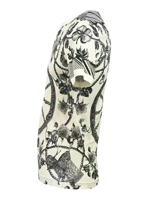Dolce & Gabbana Rose-print Pique T-shirt - Neutrals