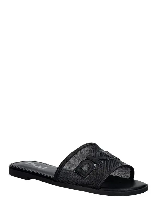 Dkny Logo Patch Mesh Sandals - Black