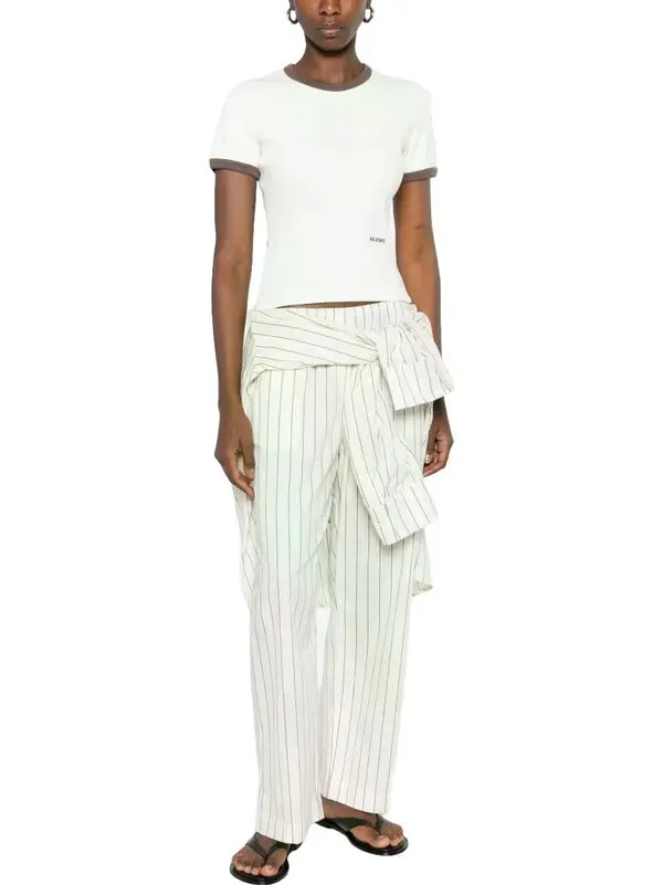 Axel Arigato Cream Ribbed Knit T-shirt With Contrast Trim - Neutrals