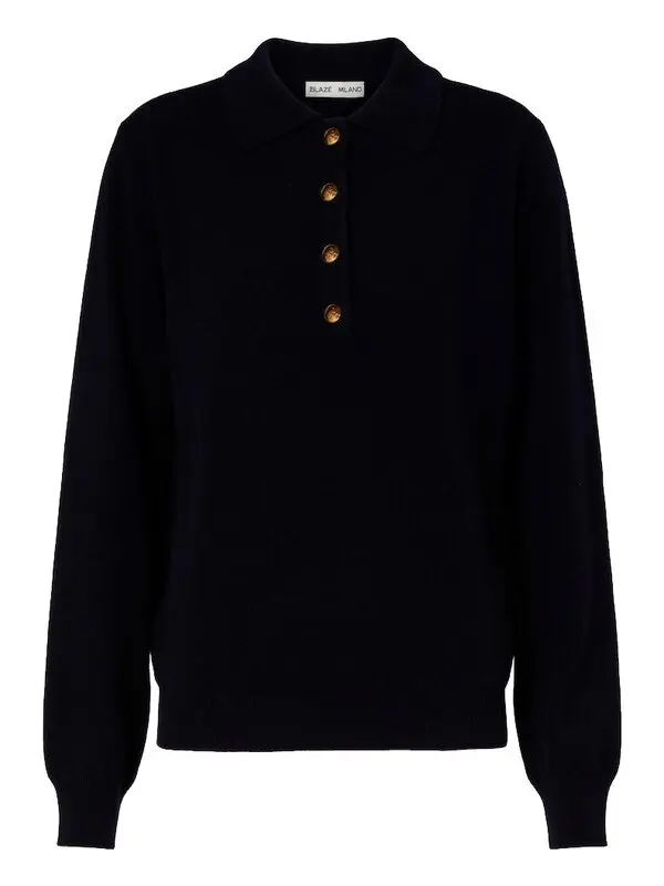 BLAZÉ MILANO Highland Wool And Cashmere Polo Sweater - Blue