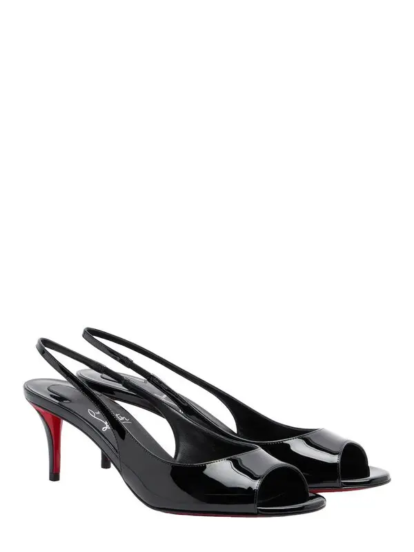 CHRISTIAN LOUBOUTIN Miss Z Patent Leather Slingback Sandals - Black