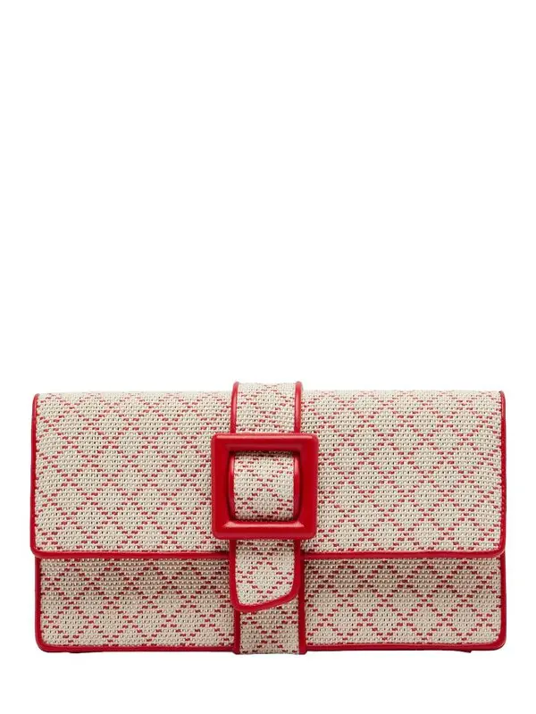 Manolo Blahnik Maycap Raffia-effect Clutch In /red - Beige