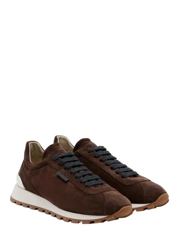 Brunello Cucinelli Monili Suede Sneakers - Brown