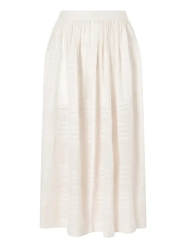 LEMLEM Freye Striped Cotton Midi Skirt - Neutrals