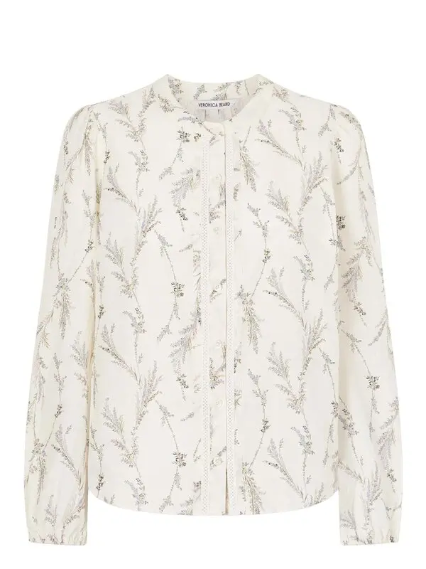 Veronica Beard Emiko Floral-print Cotton And Silk-blend Shirt - Neutrals