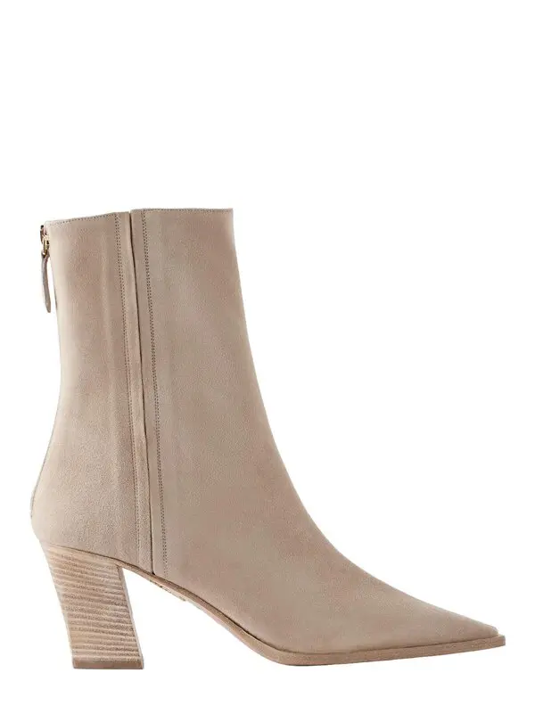 AQUAZZURA Francoise 70 Suede Boots - Neutrals