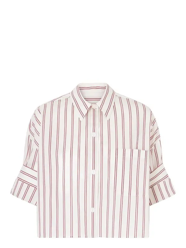 TWP Cropped Striped Cotton And Silk-blend Shirt - Multi