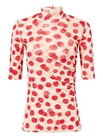 Stella McCartney Printed High-neck Mesh Top - Raspberry