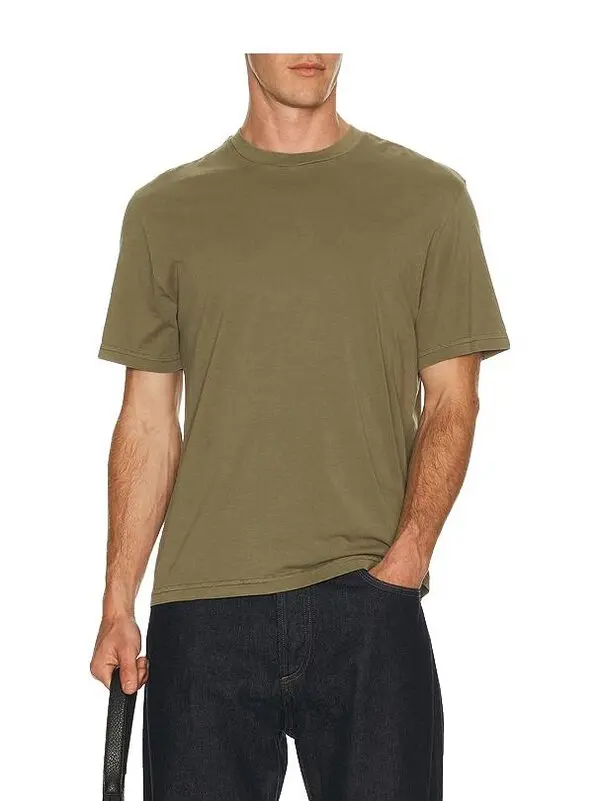 FRAME Short Sleeve Light Cotton Tee In . Also - Sage