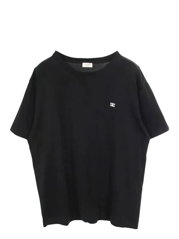 Celine Cotton T-shirt With Triomphe Detail - Black