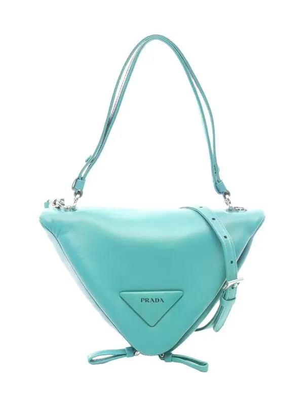 Prada 2010s Triangle Leather Two-way Handbag - Blue