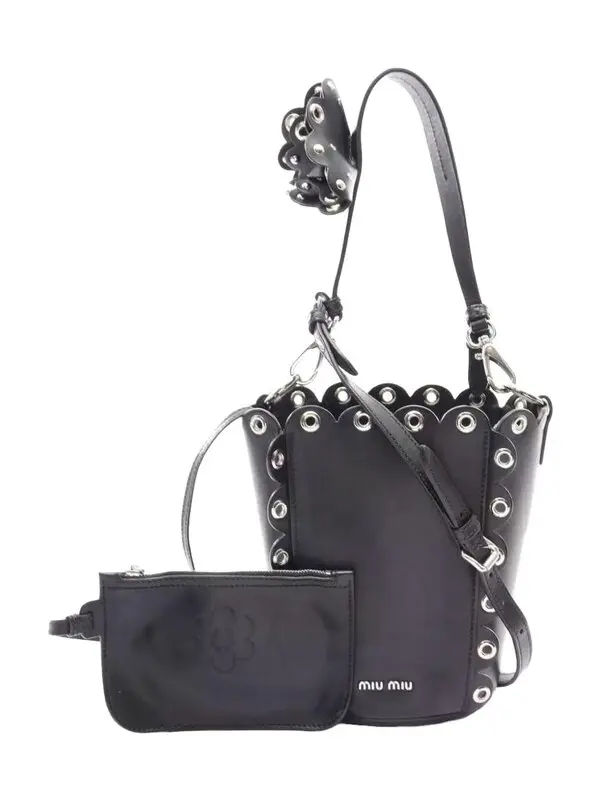 Miu Miu 2010s Eyelet-embellished Bucket Bag - Black