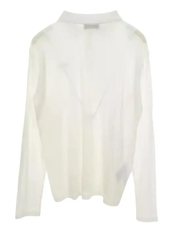 Miu Miu Long-sleeve Polo Shirt With Chest Logo Patch - White