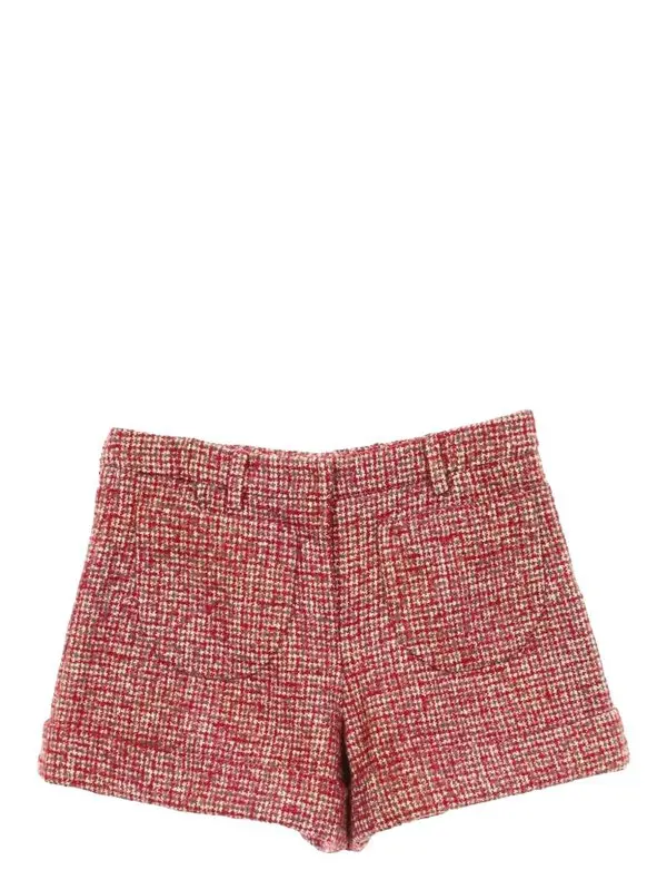 Miu Miu 2010s Tweed Houndstooth Button-fly Shorts - Red