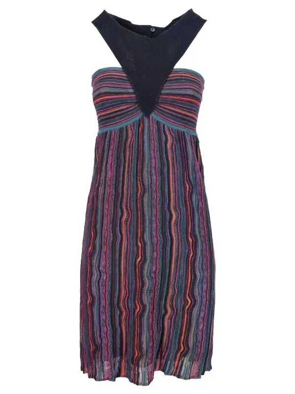 Missoni Striped Halterneck Dress - Blue