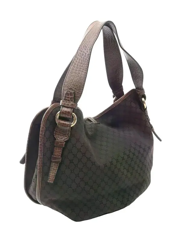 Celine 2000s Macadam Croc-embossed Handbag - Brown