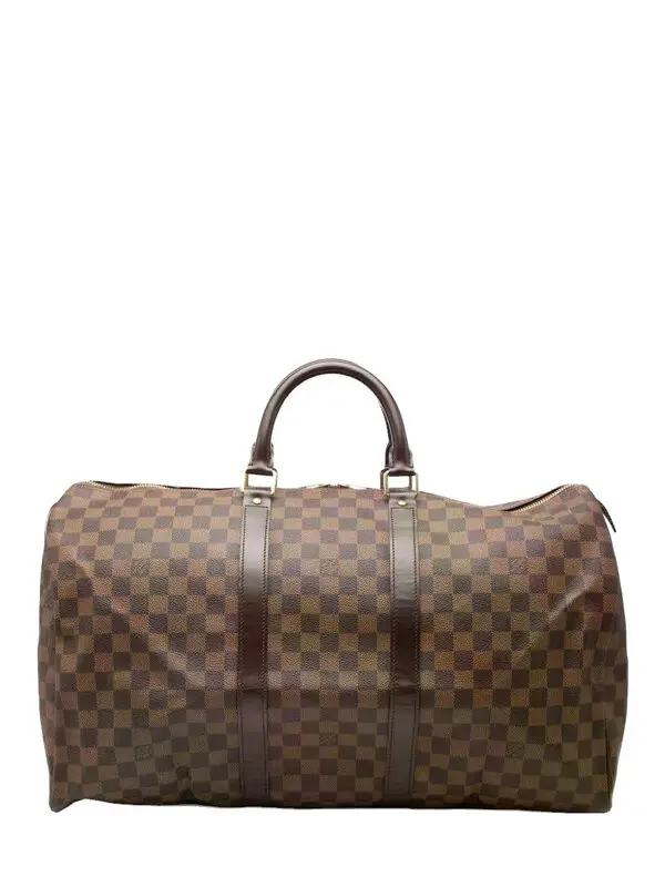 LOUIS VUITTON 2007 Damier Ebene Keepall 50 Travel Bag - Brown