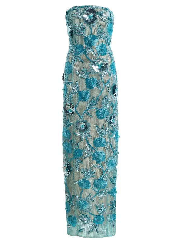 Rachel Gilbert Exclusive Pierre Embellished Tulle Gown - Blue