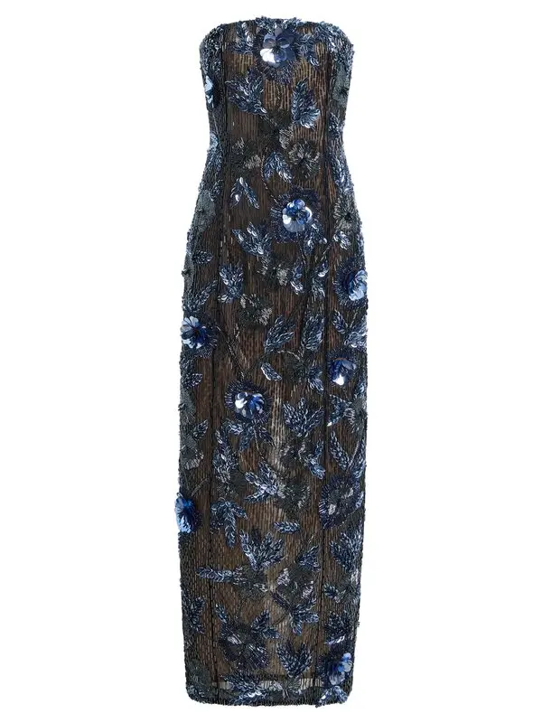 Rachel Gilbert Exclusive Pierre Embellished Tulle Gown - Blue