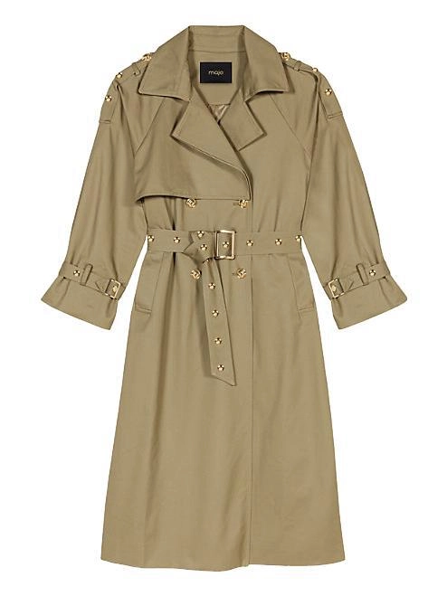Maje Double Breasted Cotton Trench Coat - Bruns