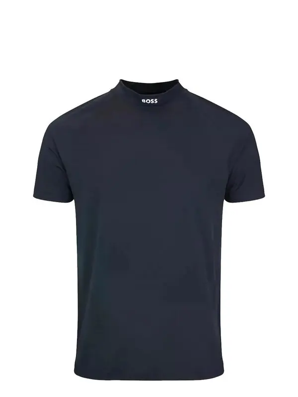 BOSS Logo Print High Neck Raglan Sleeve T-shirt - Blue