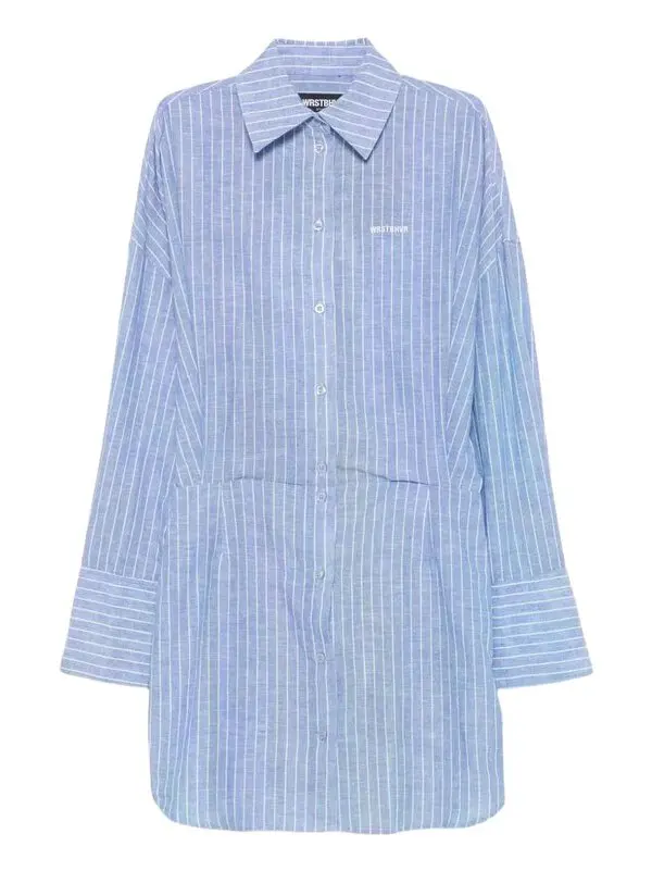 WRSTBHVR Pinstripe Mini Shirt Dress - Blue