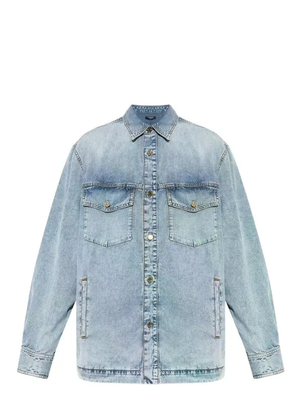 Balmain Logo-embossed Shirt Jacket - Blue