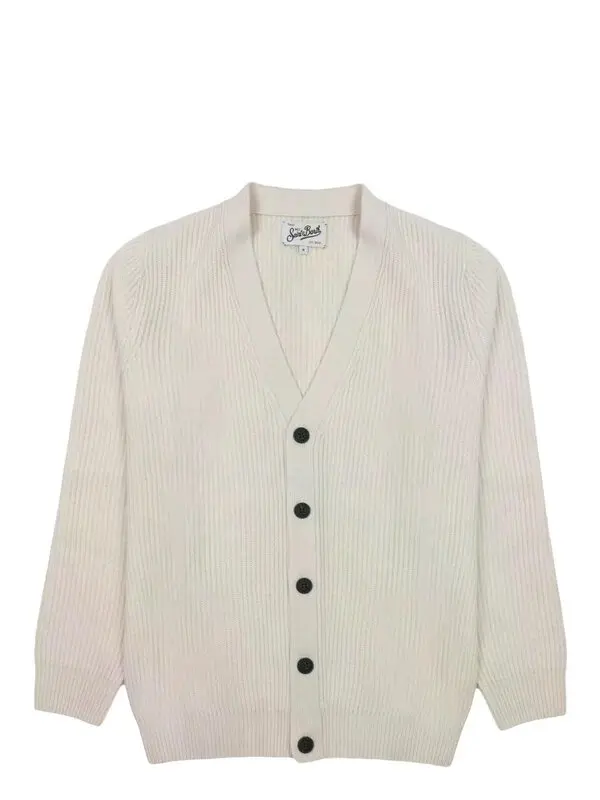 MC2 SAINT BARTH Ribbed-knit V-neck Cardigan - Neutrals