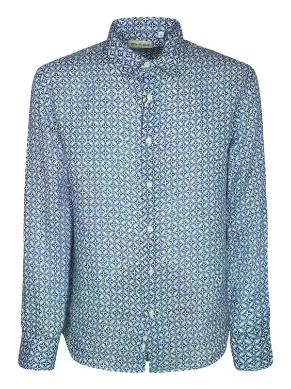 PENINSULA SWIMWEAR Geometric-print Long-sleeved Shirt - Blue