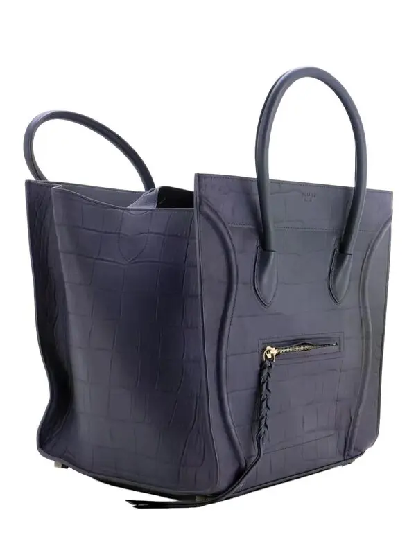 Celine Phantom Bag Crocodile Embossed Leather Medium Tote Bag - Blue