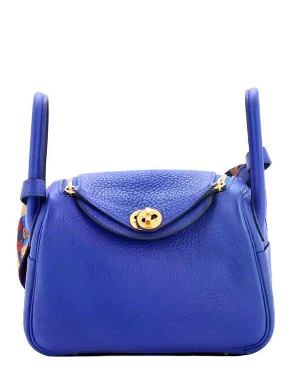 Hermès Lindy Quadrille Bag In Clemence Leather With Canvas - Blue