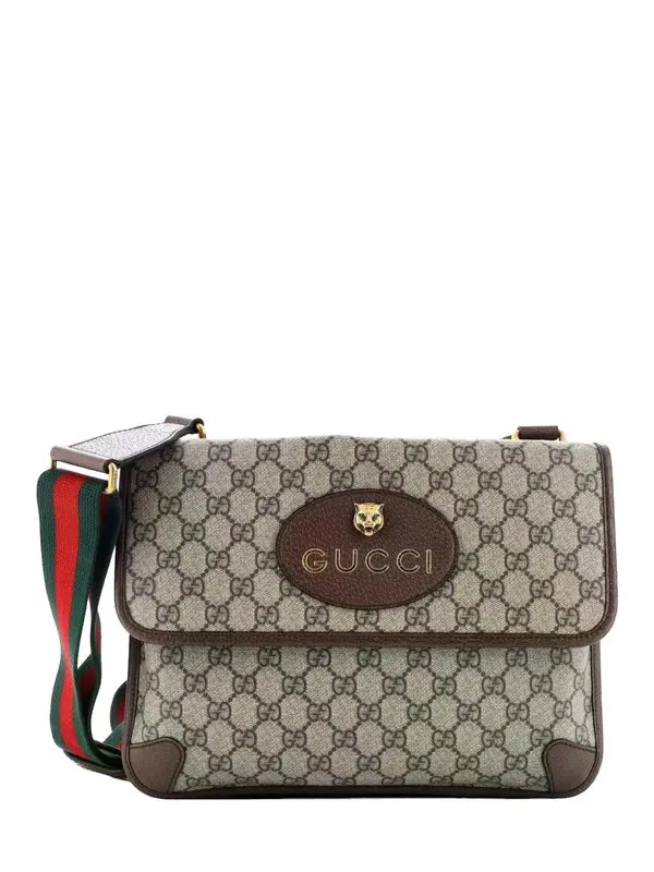 Gucci Neo Vintage Flap Messenger Gg Coated Canvas Medium Crossbody Bag - Brown
